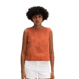Marc O'Polo Blusentop MARC O'POLO "mit Bindeb&auml;ndern im R&uuml;cken", Damen, Gr. 34, warm orange, Obermaterial: 100% Leinen, unifarben, regular fit normal, U-Boot-Ausschnitt, Blusen Blusentop