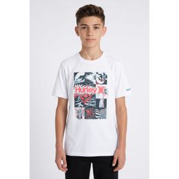T-Shirt Hurley "CHECK ME OUT SS TEE", Jungen, Gr. 104, wei&szlig;, Obermaterial: 60% Baumwolle, 40% Polyester, normal, Rundhals, Shirts T-Shirt, f&uuml;r Kinder und Jugendliche, Kurzarm, Rundhalsausschnitt