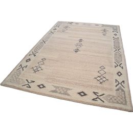 Wollteppich Theko "Royal Berber" Gr. 7, beige (creme), B:240cm H:18mm L:340cm, Schurwolle, Teppiche, Berber Optik, gemustert, reine Wolle, mit Bord&uuml;re Wohnzimmer