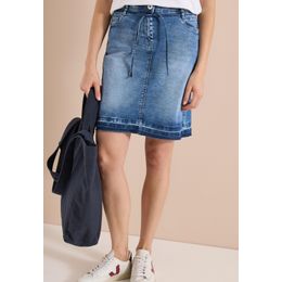 Jeansrock Cecil, Damen, Gr. 25, authentic used wash, Jeans, 78% Baumwolle, 20% Polyester, 2% Elasthan, unifarben, comfort fit knielang, R&ouml;cke Jeansrock