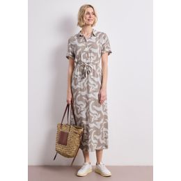Maxikleid Street One, Damen, Gr. 34, EURO-Gr&ouml;&szlig;en, timeless beige, Stoff, 100% Viskose, gemustert, normal kn&ouml;chelfrei, V-Ausschnitt, B&uuml;ndchen, Kleider Maxikleid, aus Viskose