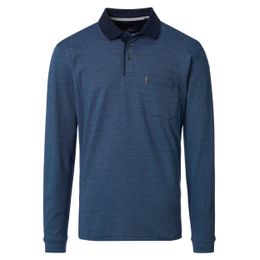Langarm-Poloshirt Casamoda "Casamoda Polo-Shirt Langarm uni", Herren, Gr. XL, blau, 60% Baumwolle, 40% Polyester, Shirts