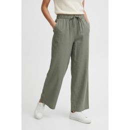 Culotte Only "ONLGOA MW LIN BL PULL-UP CULOTTE CC PNT", Damen, Gr. XL, N-Gr, smokey olive, Web, Obermaterial: 70% Viskose, 30% Leinen, unifarben, kn&ouml;chelfrei, Hosen Culotte, mit Leinen