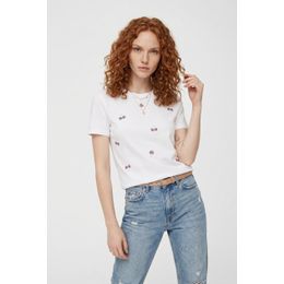 Kurzarmshirt Only "ONLNIKITA REG S/S TOP BOX JRS", Damen, Gr. XS, hellwei&szlig; aop:cherry, Jersey, Obermaterial: 100% Baumwolle, bedruckt, regular fit normal, Rundhals, Shirts, Baumwolle, regular fit, Rundhals, Regular Waist