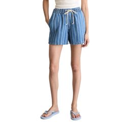 Marc O'Polo Shorts MARC O'POLO DENIM "aus reiner Bio-Baumwolle", Damen, Gr. L, Normalgr&ouml;&szlig;en, medium blau, Denim/Jeans, Obermaterial: 100% Baumwolle, gestreift, relaxed fit kurz, Hosen Shorts