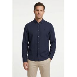 Leinenhemd BOSS "LIAM", Herren, Gr. XXL, N-Gr, dunkelblau404, Web, Obermaterial: 100% Leinen, unifarben, regular fit normal, 1-Knopf-Manschette, Hemden, 100% Leinen mit Button-Down-Kragen, regular fit