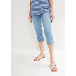 Caprijeans bonprix, Damen, Gr. 40, N-Gr, hellblau denim used (l&auml;nge: regul&auml;r), Denim/Jeans, Obermaterial: 82% Baumwolle, 17% Polyester, 1% Elasthan, slim fit, Jeans, Slim Fit Passform, erh&auml;ltlich in mehreren Gr&ouml;&szlig;en, mit Stretch-Anteil