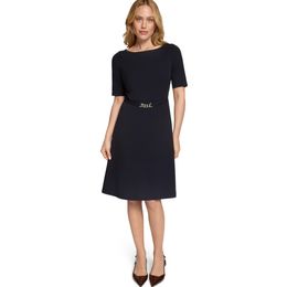 Jerseykleid Zero "Damen mit G&uuml;rtel", Damen, Gr. 34, Normalgr&ouml;&szlig;en, patch cream, dunkelblau, Cr&ecirc;pe, Obermaterial: 45% Polyester, 50% Polyester, 5% Elasthan. F&uuml;llung:, unifarben, figurbetont kurz, Kleider Jerseykleid, G&uuml;rtel