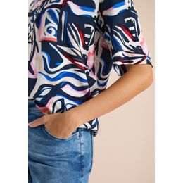 Blusentop Cecil, Damen, Gr. S (38), universal blau, Web, Obermaterial: 100% Viskose, bedruckt, regular fit normal, Blusen Blusentop, mit All-Over Print