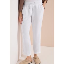 Jogger Pants Cecil, Damen, Gr. L, L&auml;nge 28, wei&szlig;, Stoff, 100% Leinen, gestreift, comfort fit kn&ouml;chelfrei, Hosen, aus Leinen