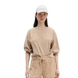 Marc O'Polo Sweatshirt MARC O'POLO "aus Organic Cotton-Mix", Damen, Gr. L, sandpaper, Obermaterial: 80% Baumwolle, 20% Polyester, unifarben, regular fit, Rippb&uuml;ndchen, Sweatshirts Sweatshirt