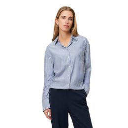 Hemdbluse Zero "Damen mit Streifen", Damen, Gr. 38, blauwei&szlig;, Web, Obermaterial: 65% Polyester, 35% Viskose. F&uuml;llung:, bedruckt, figurumspielend kurz, eng, Blusen Hemdbluse
