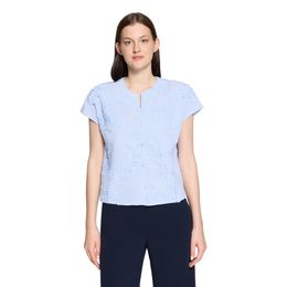 BETTY & CO Hemdbluse BETTY & CO "Damen mit Stickerei", Damen, Gr. 34, wei&szlig;, hellblau, Obermaterial: 76% Baumwolle, 24% Polyester, gerade normal, Rundhals, Blusen Hemdbluse