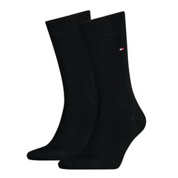 Socken Tommy Hilfiger "TH MEN SOCK CLASSIC 2P", Herren, Gr. 43-46, schwarz, Baumwollmischung, normal, Socken Socken, Mit eingestricktem Flag-Logo