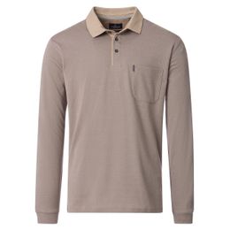 Langarm-Poloshirt Casamoda "Casamoda Polo-Shirt Langarm uni", Herren, Gr. L, hellbraun, 60% Baumwolle, 40% Polyester, Shirts
