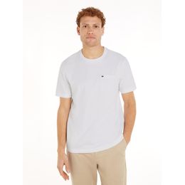 T-Shirt Tommy Hilfiger "ESSENTIAL SOLID POCKET TEE", Herren, Gr. L, wei&szlig;, Single Jersey, Obermaterial: 100% Baumwolle, regular fit, Rundhals, Shirts T-Shirt