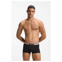 Trunk BOSS "Trunk 3P Motion", Herren, Gr. S (48), 3 Stk., schwarz (schwarz001), Jersey, Obermaterial: 52% Baumwolle, 43% Polyester, 5% Elasthan, kontrastfarbene Details, unifarben, unifarben mit Farbeins&auml;tzen, k&ouml;rpernah, Unterhosen, mit elastischem Bund
