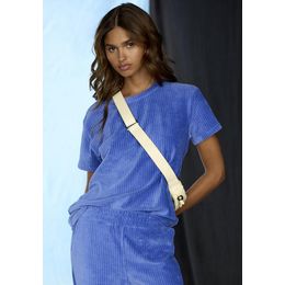 Buffalo T-Shirt blau Gr. 36/38 f&uuml;r Damen. Rundhals und Markenlabel. Loose Fit. Nachhaltig.