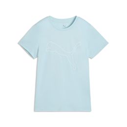 Trainingsshirt Puma "W TAD ESSENTIAL LOGO TEE", Damen, Gr. XXL, fresh water, Jersey, Obermaterial: 100% Polyester, regular fit normal, Rundhals, Shirts, Kurzarm, Sportmode, mit Rundhalsausschnitt