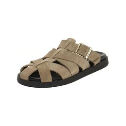 Pantolette Steve Madden "Steve Madden Pantoletten Leder", Damen, Gr. 37, taupe, Leder, Schuhe Pantolette