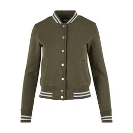Funktionsmantel Urban Classics "Urban Classics Damen Ladies College Sweat Jacket", Damen, Gr. S, olive, olive, 65% Baumwolle, 35% Polyester, M&auml;ntel