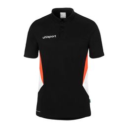 Poloshirt Uhlsport "POLO SHIRT Equipe 29 Kids", M&auml;dchen, Gr. 152, schwarz (schwarz, wei&szlig;, fluo orange), Obermaterial: 100% Polyester Pol. recyc.., Shirts