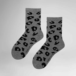 Socken Hudson "Socke Fancy Leo", Damen, Gr. 35-38, grau (grau, meliert 0550), Obermaterial: 78% Baumwolle CO. 20% Polyamid PA. 2% Elasthan EL., Socken Socken