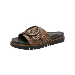 Pantolette Tamaris "Tamaris Pantoletten Textil", Damen, Gr. 39, schwarz, braun, Textil, Schuhe Pantolette