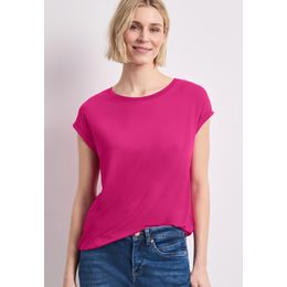 T-Shirt Street One, Damen, Gr. 34, magenta dream, Stoff, 95% Viskose, 5% Elasthan, unifarben, normal normal, U-Boot-Ausschnitt, B&uuml;ndchen, Shirts T-Shirt, mit U-Boot-Ausschnitt
