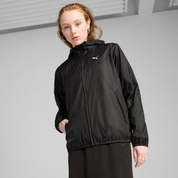 Windbreaker Puma "ESS REGULAR WINDBREAKER", Damen, Gr. L, schwarz (Puma schwarz), Obermaterial: 100% Polyester, unifarben, regular fit normal, Jacken Windbreaker, mit Gummiprint-Logo, mit Kapuze, mit elastischen B&uuml;ndchen und Saum
