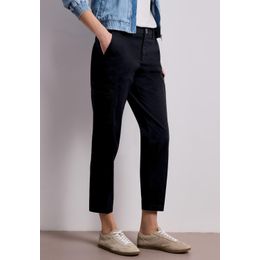 Chinohose Street One, Damen, Gr. 46, L&auml;nge 28, tiefblau, Web, 97% Baumwolle, 3% Elasthan, unifarben, comfort fit lang, Hosen Chinohose, Middle Waist