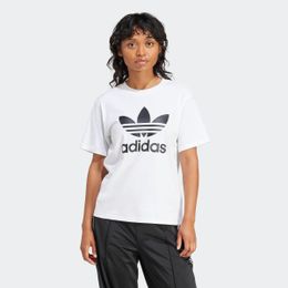 T-Shirt adidas originals "TREFOIL TEE", Damen, Gr. S, wei&szlig;, Obermaterial: 94% Baumwolle, 6% Elasthan, Shirts T-Shirt, l&auml;ssiger Stil, mit Logodruck, aus Baumwollmix mit Elasthan