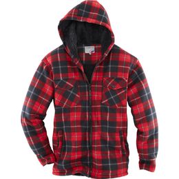 Kurzarmhemd TERRAX WORKWEAR "Bekleidung Thermohemd mit Teddy schwarz/ rot", Herren, Gr. L, US, schwarz (schwarz, rot), Obermaterial: 100% Polyester PES., Hemden