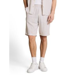 Relaxshorts Tom Tailor Denim, Herren, Gr. L, N-Gr, muted grau stripe, Web, Obermaterial: 76% Viskose, 24% Leinen, gestreift, normal kurz, Hosen, Sommershorts im Streifen-Look