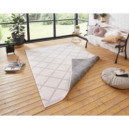 Teppich Hanse Home "Corsica Wendeteppich" Gr. 2, grau (grau, creme), B:80cm H:5mm L:150cm, Kunstfaser, Teppiche, Teppich, In-& Outdoor, Wetterfest, Balkon, L&auml;ufer, Wohnzimmer, Wasserfest