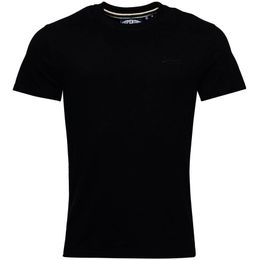 Rundhalsshirt Superdry "Vintage Logo Emb Te", Herren, Gr. M (46), schwarz, Single Jersey, Obermaterial: 100% Baumwolle, unifarben, schmal h&uuml;ftbedeckend, Rundhals, gerader Abschluss, Shirts Rundhalsshirt