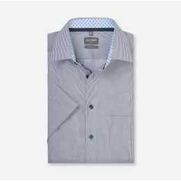 Kurzarmhemd OLYMP "Luxor", Herren, Gr. 42, N-Gr, marine, Web, Obermaterial: 100% Baumwolle, comfort fit normal, Hemden, Businesshemd, comfort fit, New-Kentkragen