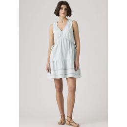 Levi's Sommerkleid LEVI'S "LULU SL MINI DRESS", Damen, Gr. L (40), N-Gr, watch me, Web, Obermaterial: 100% Baumwolle, unifarben, normal kniefrei, V-Ausschnitt, Kleider Sommerkleid, mit H&auml;kel-Details und &Auml;rmellos