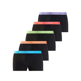 Boxer Bruno Banani "Boxershorts f&uuml;r Herren", Herren, Gr. M, 5 Stk., schwarz, Jersey, Obermaterial: 95% Baumwolle, 5% Elasthan, unifarben, Unterhosen, mit schmalen Streifen und Logoschriftzug im Bund
