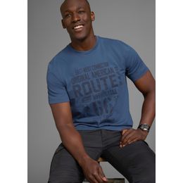 MAN'S WORLD Rundhalsshirt MAN'S WORLD, Herren, Gr. 3XL (64/66), blau (rauchblau), Single Jersey, Obermaterial: 100% Baumwolle, bedruckt, regular fit, Rundhals, Shirts Rundhalsshirt, kurz&auml;rmelig, l&auml;ssige Passform, bedruckt, Rundhalsausschnitt, Topseller