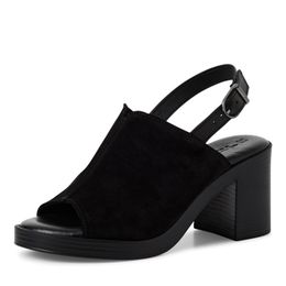 Sandalette Tamaris, Damen, Gr. 36, schwarz, Veloursleder, unifarben, Schuhe Sandalette, Blockabsatz, Sommmerschuh mit verstellbarer Schnalle