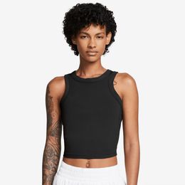 Tanktop Nike "W NK ONE FITTED DF CROP TANK", Damen, Gr. M, schwarz, Obermaterial: 80% Polyester, 20% Elasthan, Tops Tanktop, eng anliegender, leicht verk&uuml;rzter Schnitt, mit abgerundetem Saum
