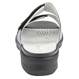 Waldl&auml;ufer Pantolette WALDL&Auml;UFER "Merle", Damen, Gr. 4,5 (37,5), silber (schwarz, silberfarben), Nappaleder, Textil, unifarben mit Farbeinsatz, Schuhe Pantolette, Hausschuh, Bequemschuh, Keilpantolette mit Klettverschl&uuml;ssen, M-Weite