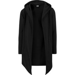 Strickjacke Urban Classics "Urban Classics Herren Long Hooded Open Edge Cardigan", Herren, Gr. L, schwarz, 100% Baumwolle, unifarben, loose fit, ohne Ausschnitt, Strickjacken Strickjacke