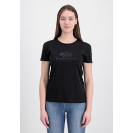 T-Shirt Alpha Industries "New Basic T-Shirt BL Glitter W", Damen, Gr. S, schwarz, Obermaterial: 100% Baumwolle, Shirts T-Shirt