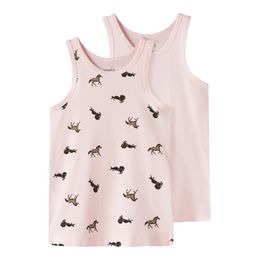 Unterhemd name it "NMFTANK TOP 2P BALLERINA HORSE NOOS", M&auml;dchen, Gr. 104, 2 Stk., N-Gr, ballerina, Jersey, Obermaterial: 95% Baumwolle, 5% Elasthan, bedruckt, unifarben, Rundhals, Unterhemden Unterhemd