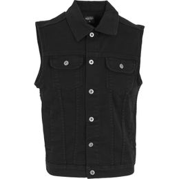 Jeansjacke Urban Classics "Urban Classics Herren Denim Vest", Herren, Gr. 5XL, schwarzschwarz, 100% Baumwolle, unifarben, normal, amerikanischer Ausschnitt, Jacken Jeansjacke