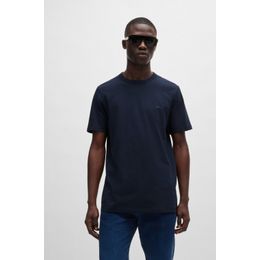 T-Shirt BOSS Orange "Tegood", Herren, Gr. L, blau (404_schwarz_blau), Single Jersey, Obermaterial: 100% Baumwolle, unifarben, regular fit normal, Rundhals, eingesetzt eingefasste Kante, Shirts T-Shirt, Rundhalsausschnitt, Regular Fit, Logoschriftzug