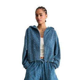 Marc O'Polo Sweatjacke MARC O'POLO DENIM "aus Organic Cotton", Damen, Gr. L, medium blau 4671, Obermaterial: 100% Baumwolle, unifarben, relaxed fit, Sweatjacken Sweatjacke