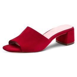 Pantolette Tamaris, Damen, Gr. 37, rot, Ziegenveloursleder, unifarben, Schuhe Pantolette, Blockabsatz, Businessschuh, Abendschuh mit Touch it-Ausstattung